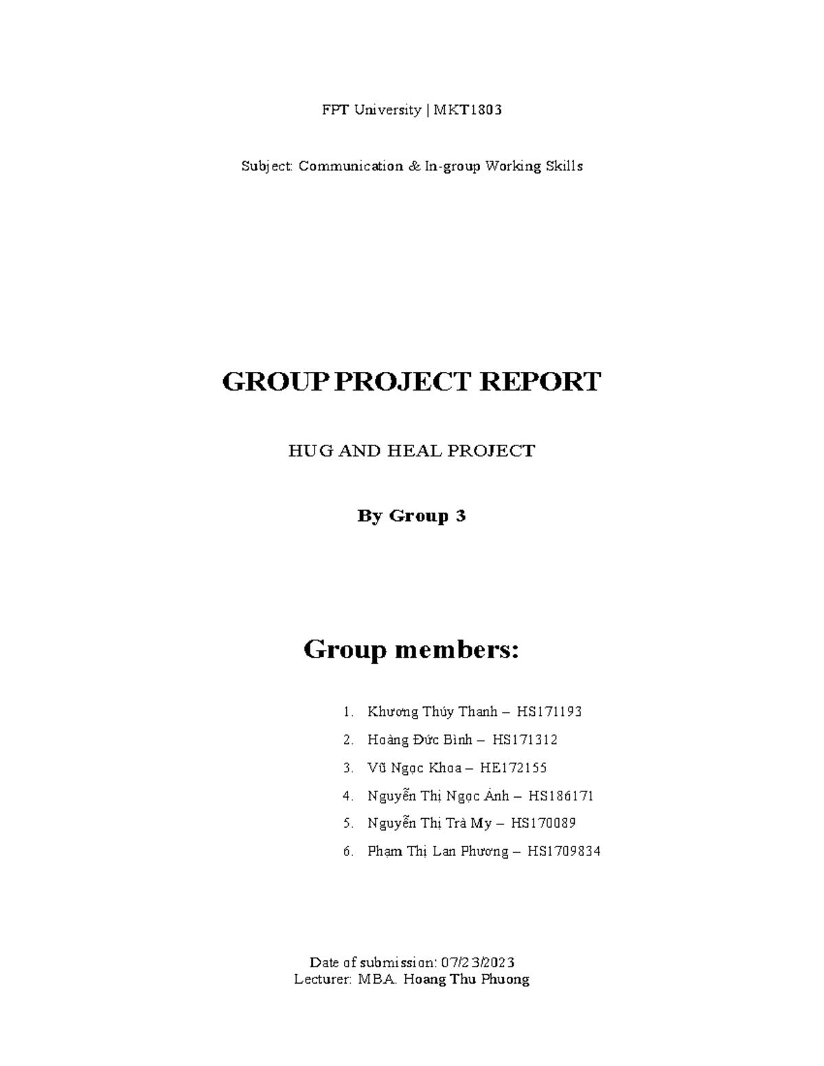 Group 3 SSG Group-Project-Report-Guideline - FPT University | MKT ...