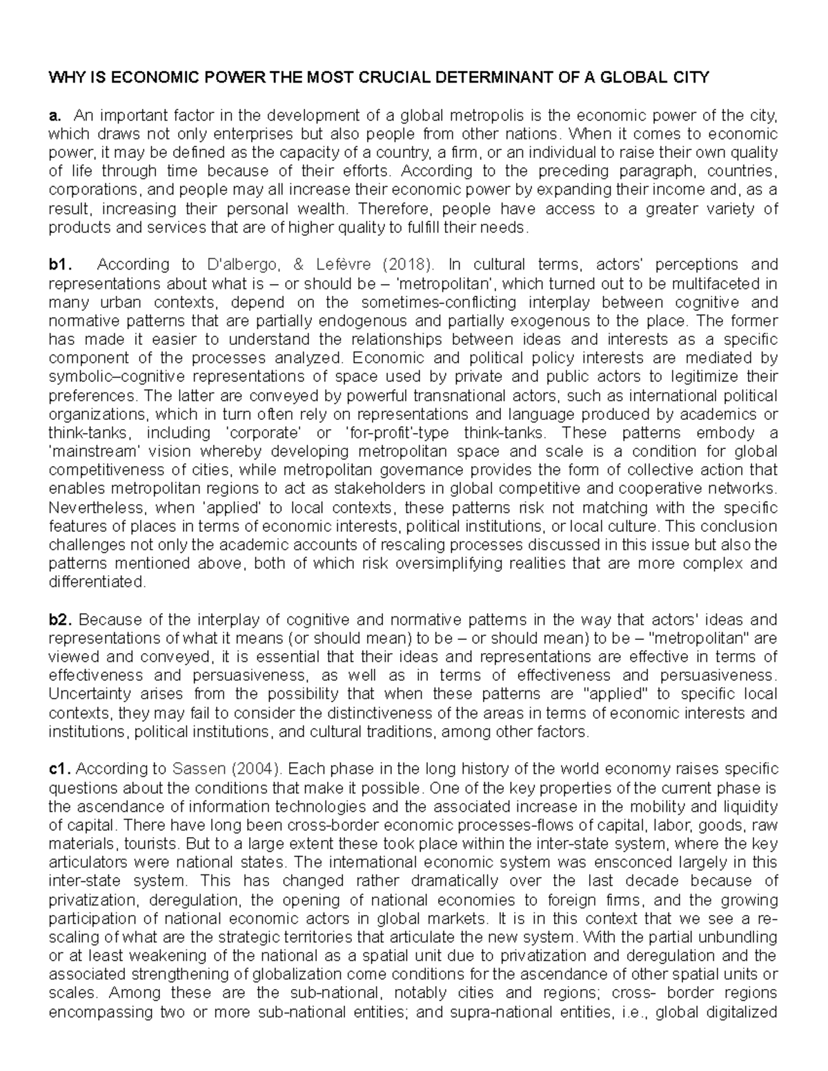 WHY IS Economic Power THE MOST Crucial Determinant OF A Global CITY AND ...