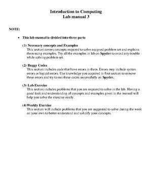 Lab manual 1 - Introduction to Computing Lab manual 1 NOTE: This lab ...