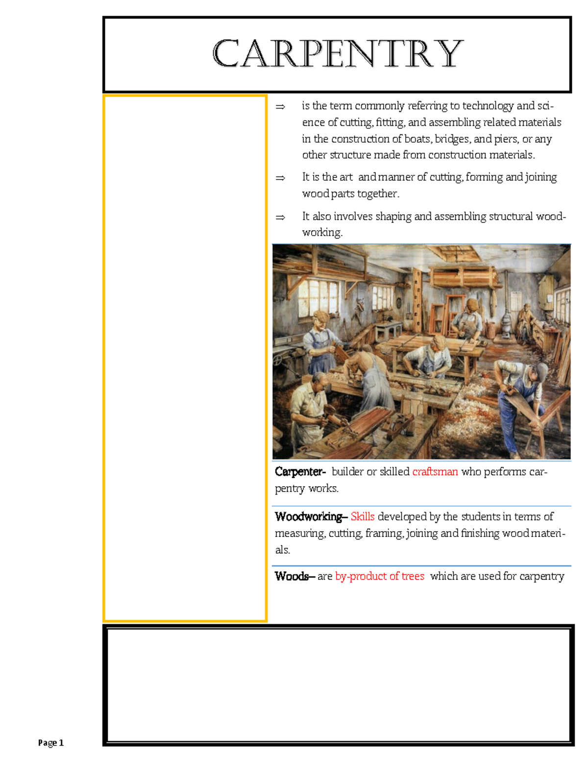 Carpentry - REVIEWER FOR LET - is the term commonly referring to ...