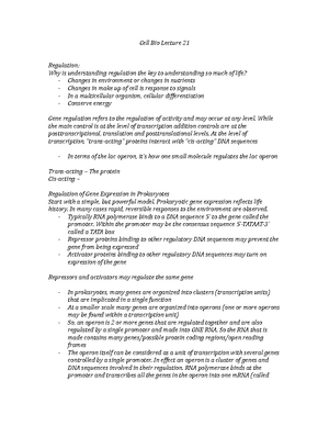 Cell Bio Lecture 5 - Summary Cell Biology - Lecture: 23 (midpoint ...