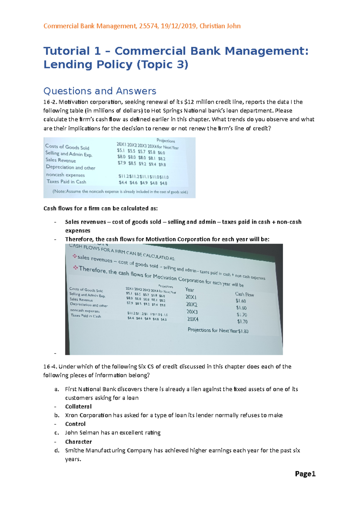 Tutorial 1 - Commercial Bank Management - Tutorial 1 – Commercial Bank ...
