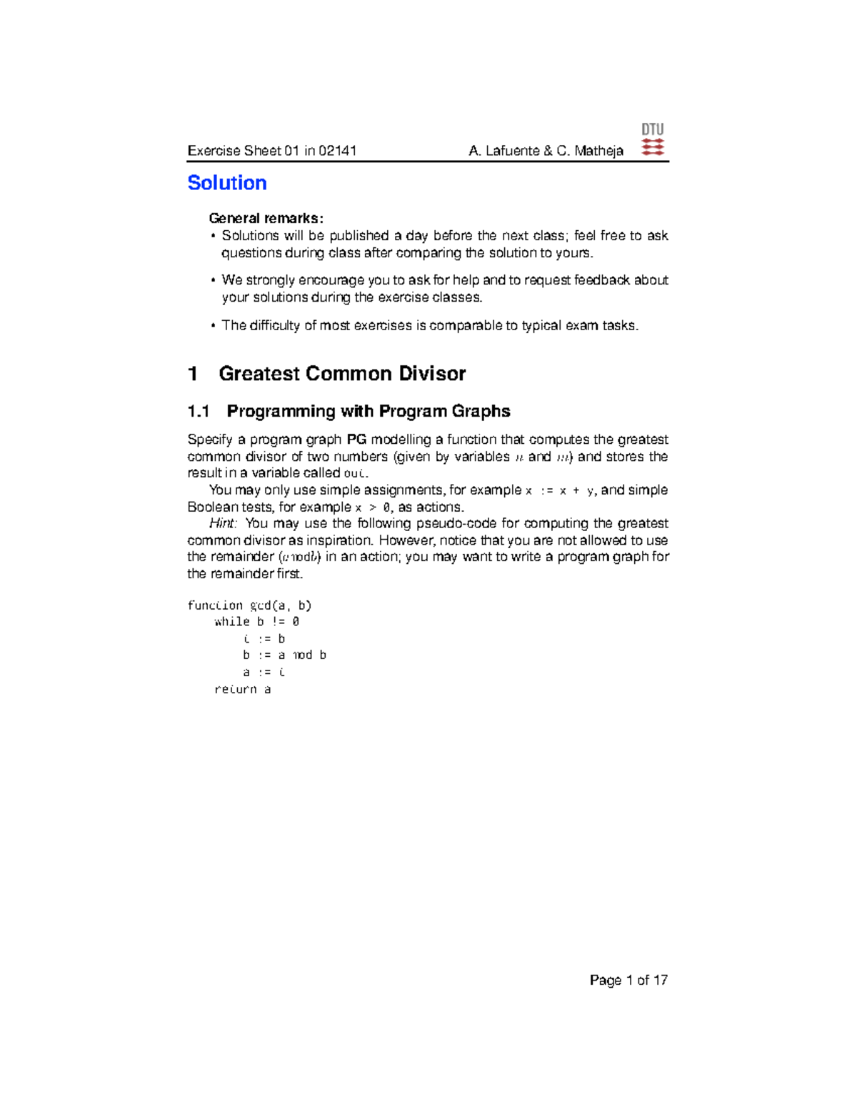 Solutions-FM-01 - Solution-FM5 - Solution General remarks: Solutions will be published a day ...