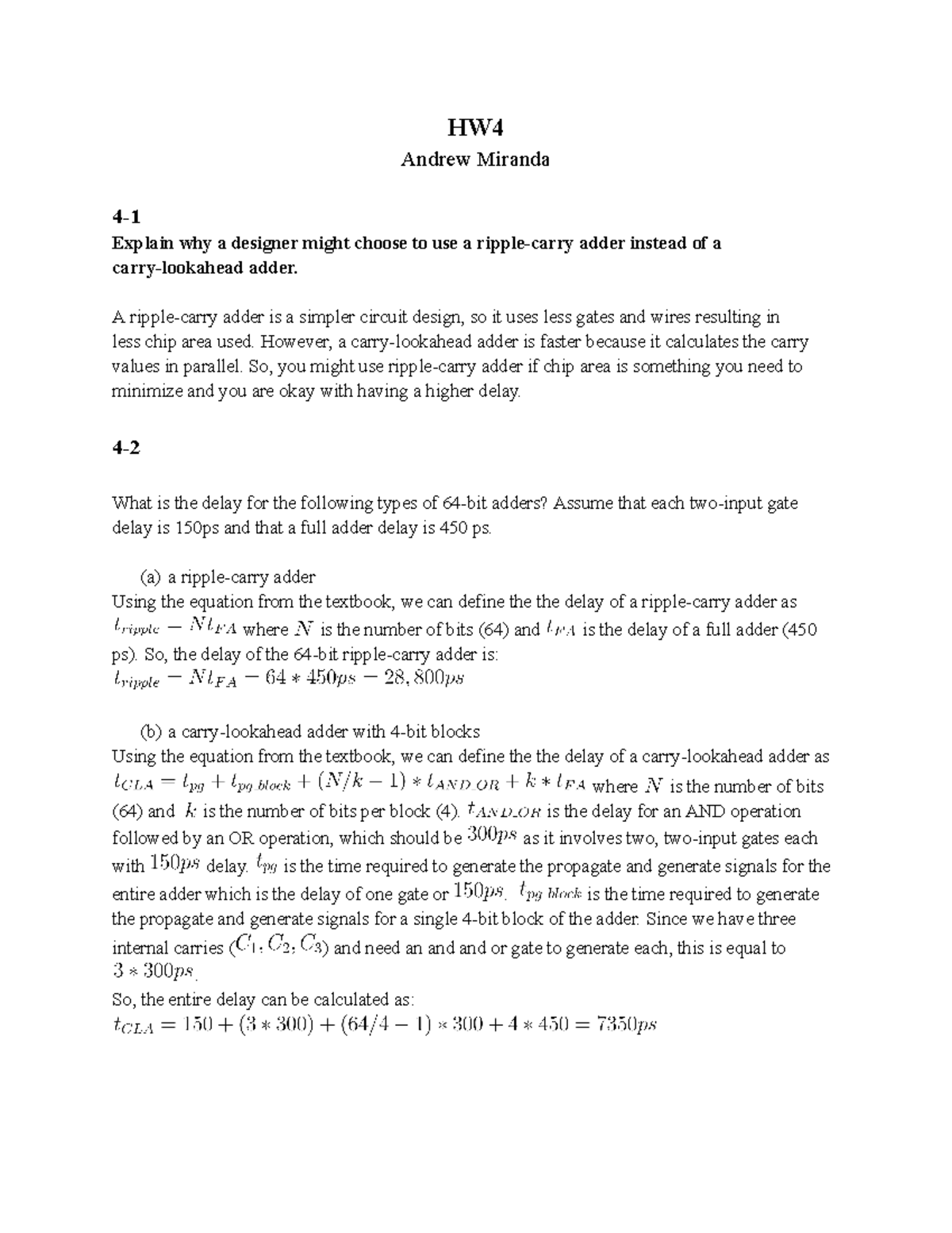 HW4 EECE - hw about designing circuits - HW Andrew Miranda 4- Explain why a designer might ...
