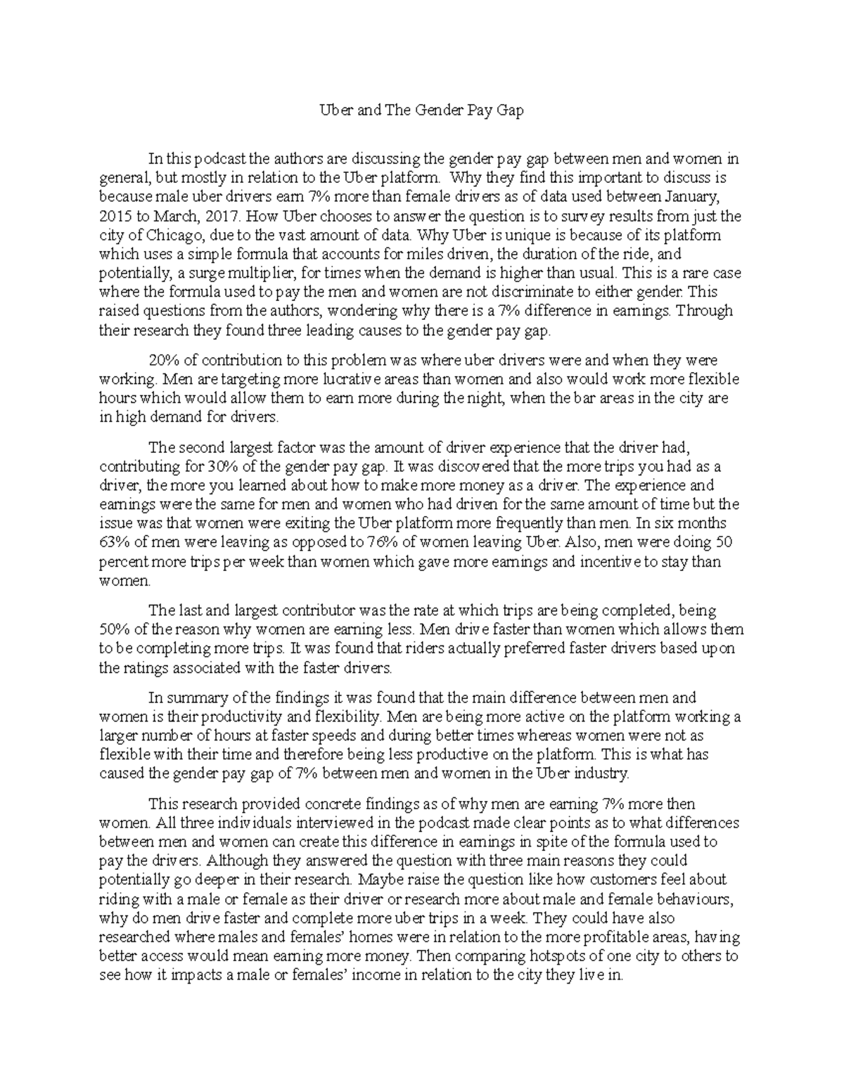 Uber and The Gender Pay Gap - Why they find this important to discuss ...