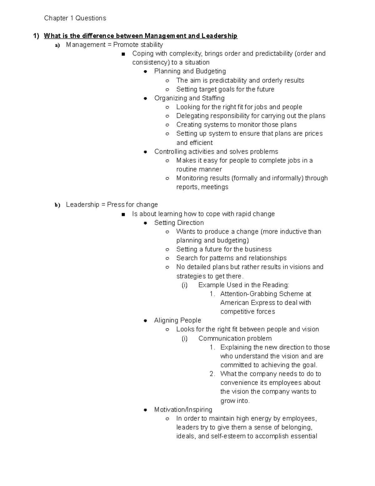 MGT 248 Reading one - MGT 248 - Chapter 1 Questions What is the ...