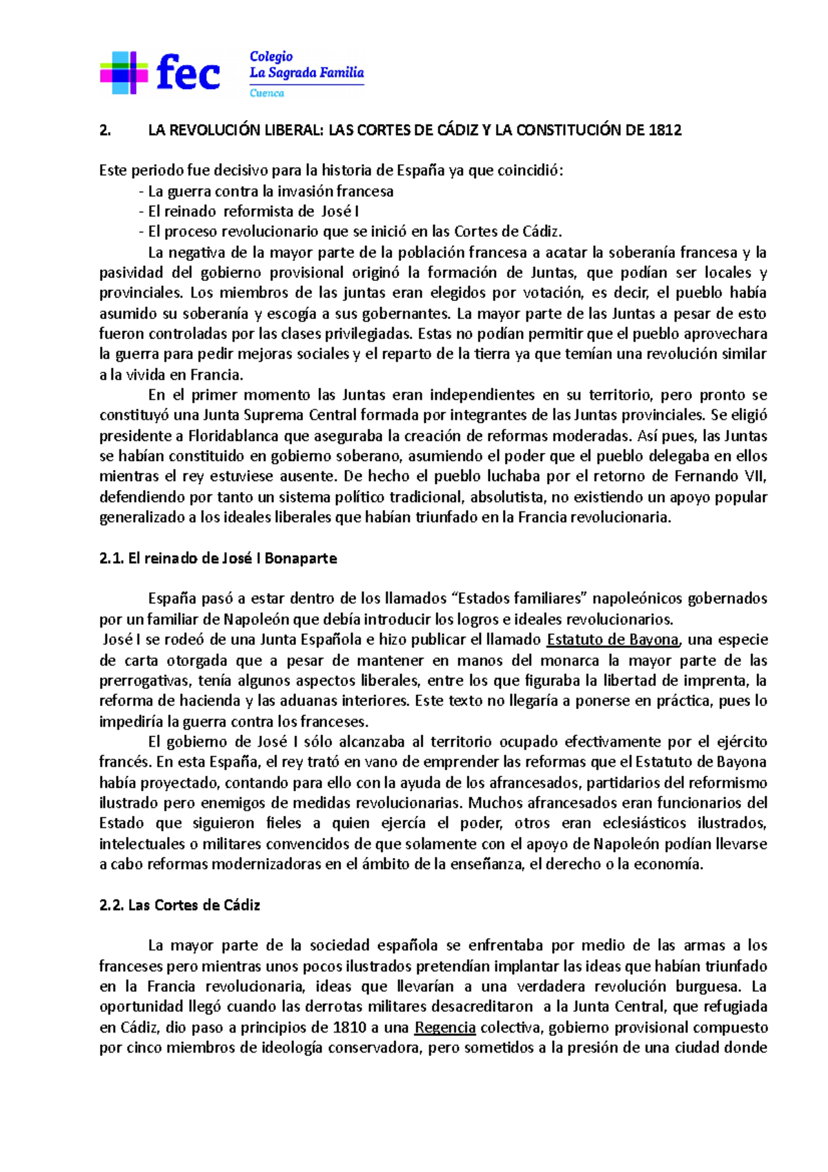 Revolución Liberal, Cortes Y Constitución - 2. LA REVOLUCIÓN LIBERAL ...