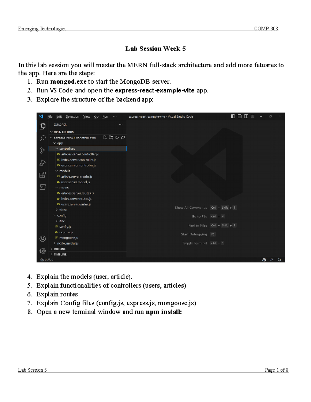 Lab Session Week 5 M23 - wk5 - Lab Session Week 5 In this lab session you will master the MERN ...