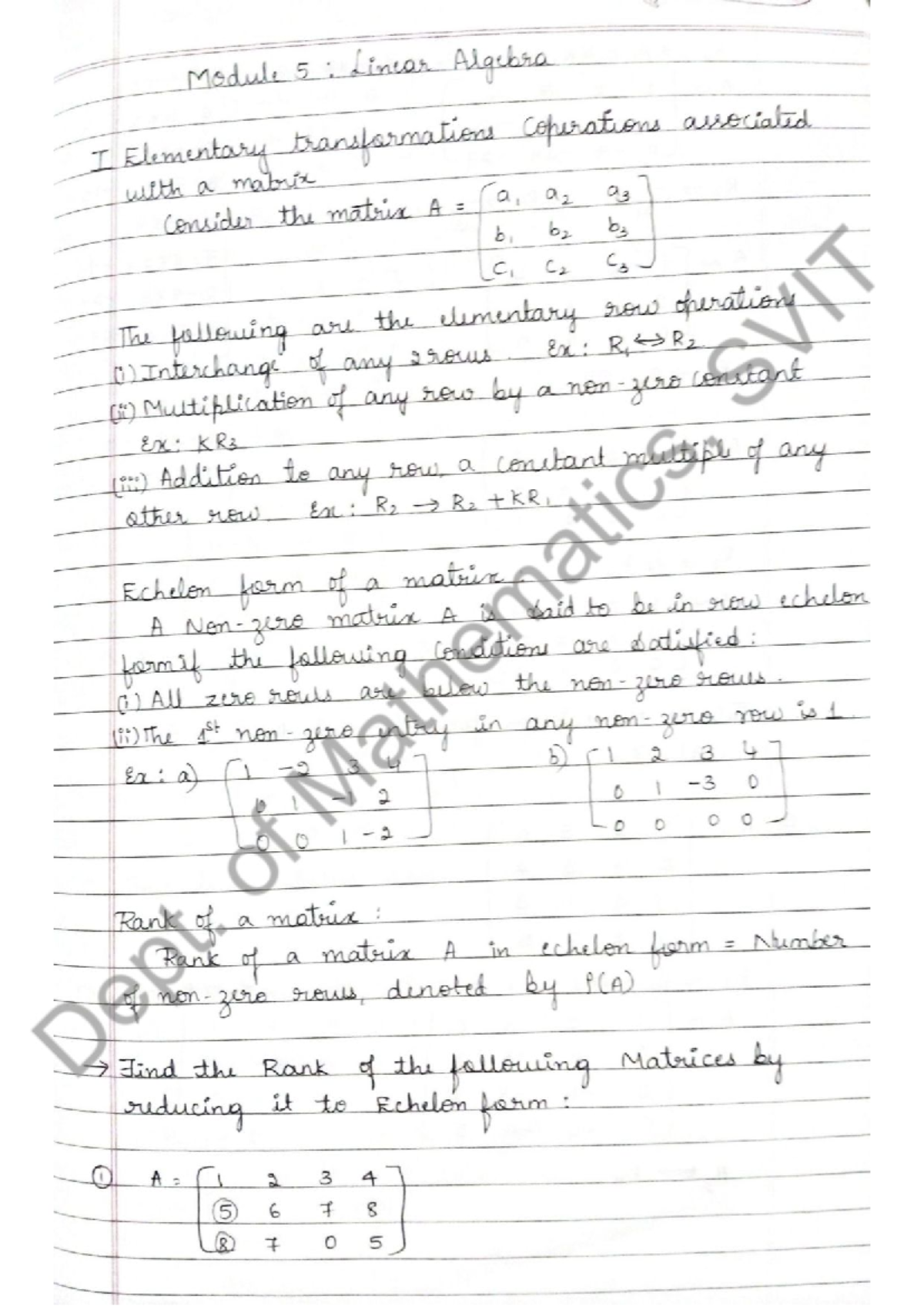 Module 5 - Linear Algebra - 1 st sem cse - Studocu
