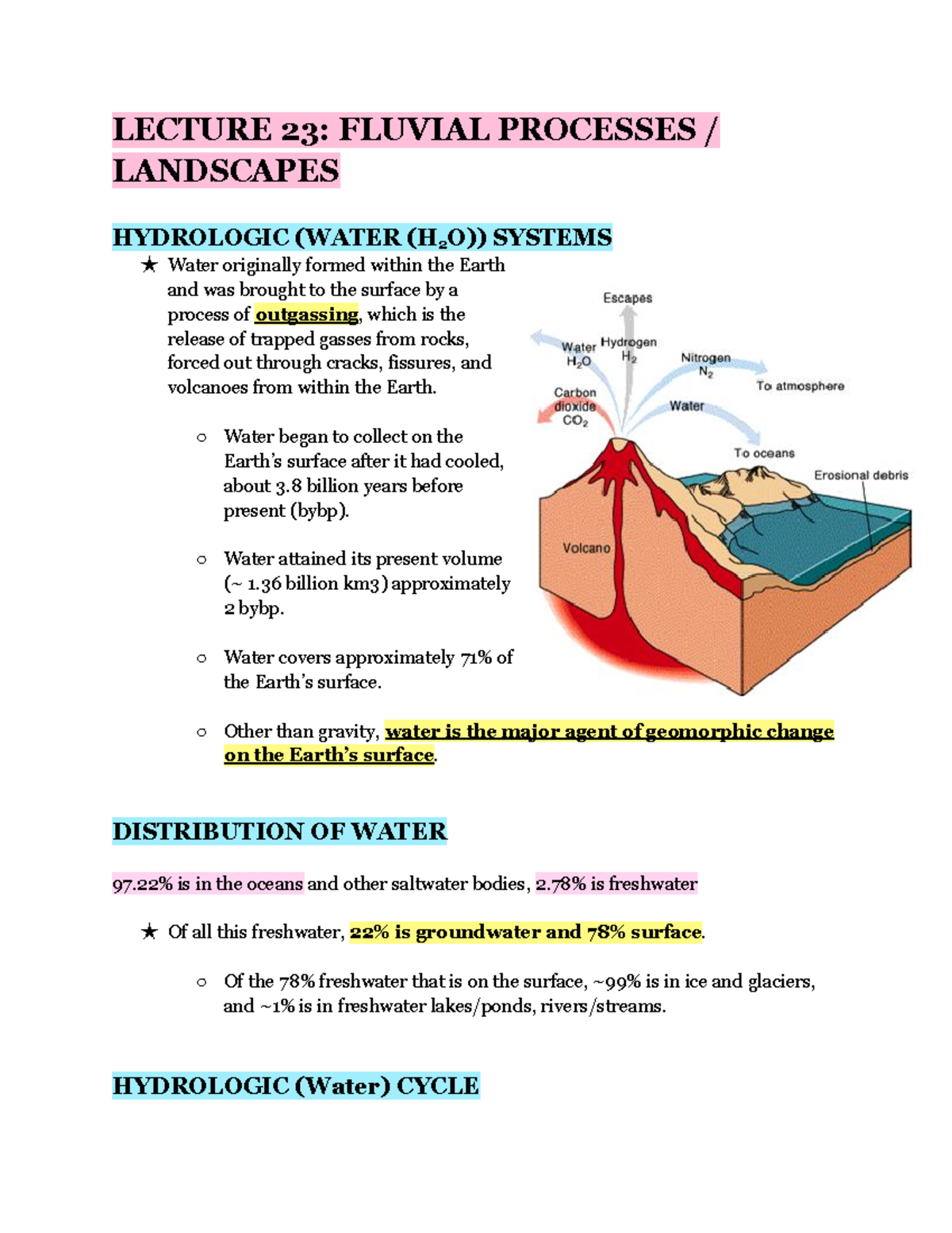Copy of Copy of TEST 4 Notes Physical Geo - LECTURE 23: FLUVIAL ...