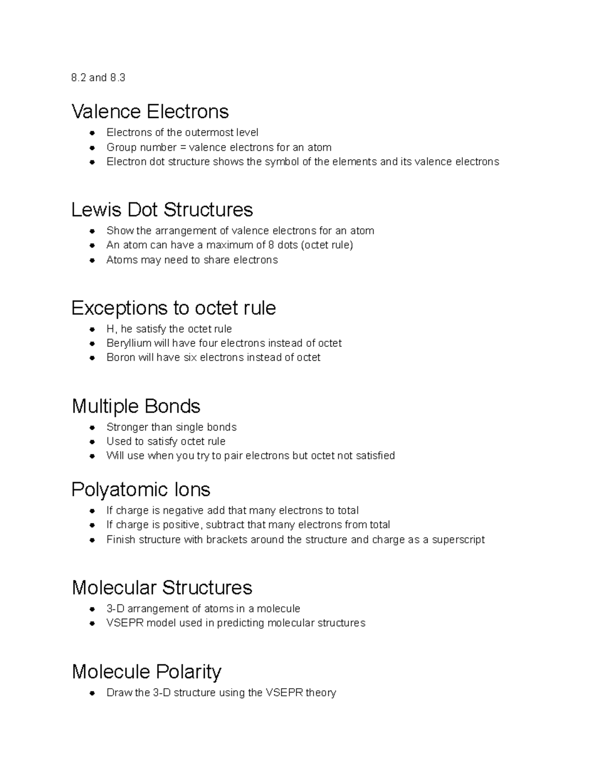8.2 8.3 notes - 8.2 note - 8 and 8. Valence Electrons Electrons of the ...