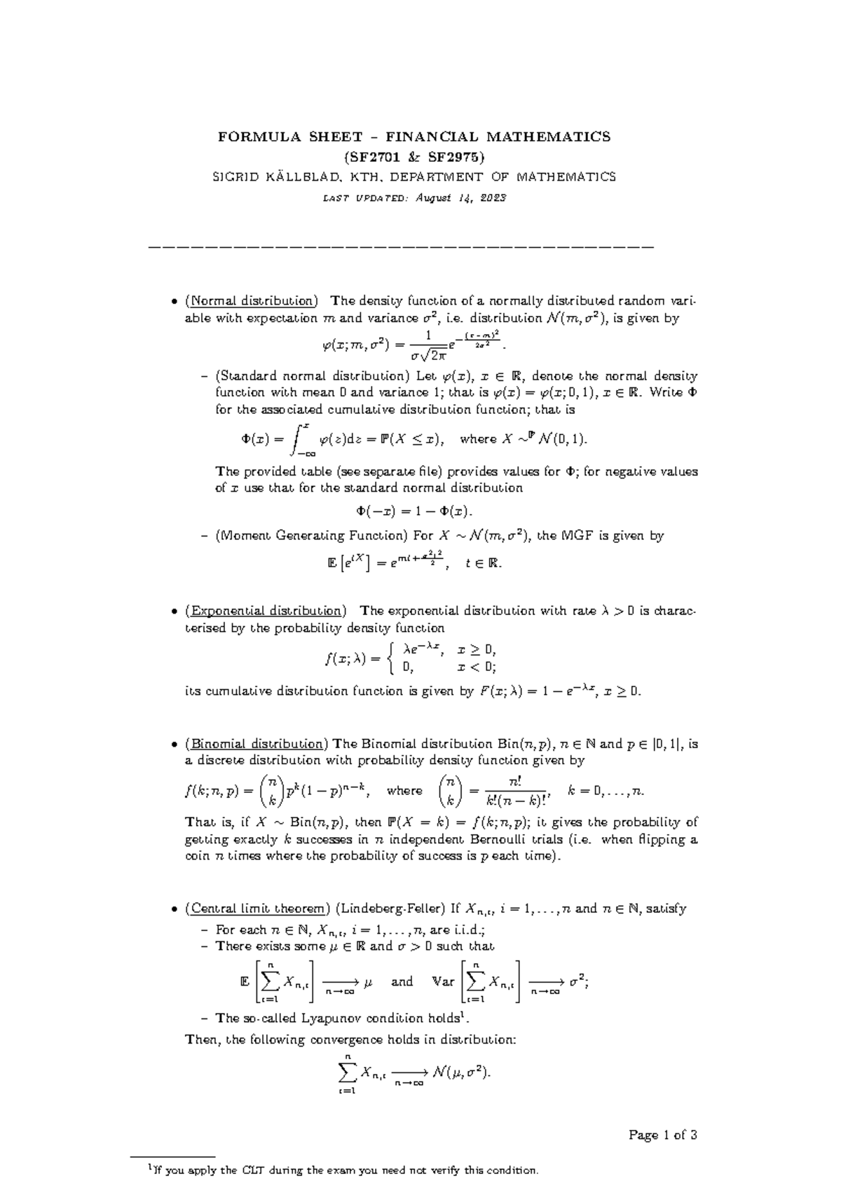 Formel Samling - Formula Sheet - ... FORMULA SHEET – FINANCIAL ...