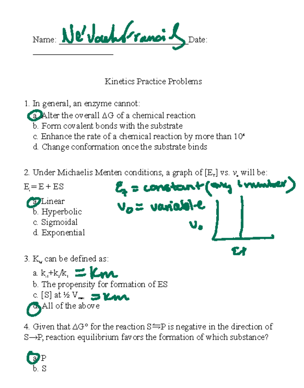 Chapter 7 Practice - Name: _____________________________Date: Kinetics ...