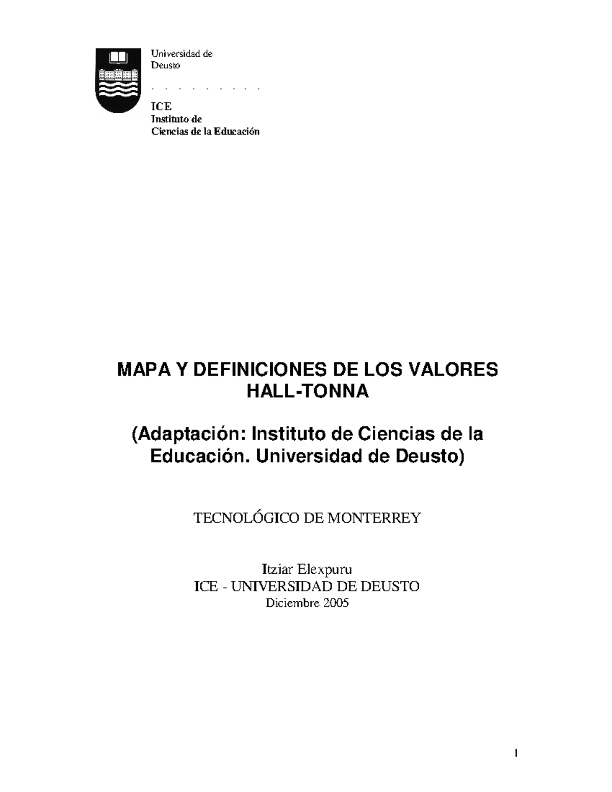 Definiciones valores hall tonna - MAPA Y DEFINICIONES DE LOS VALORES ...