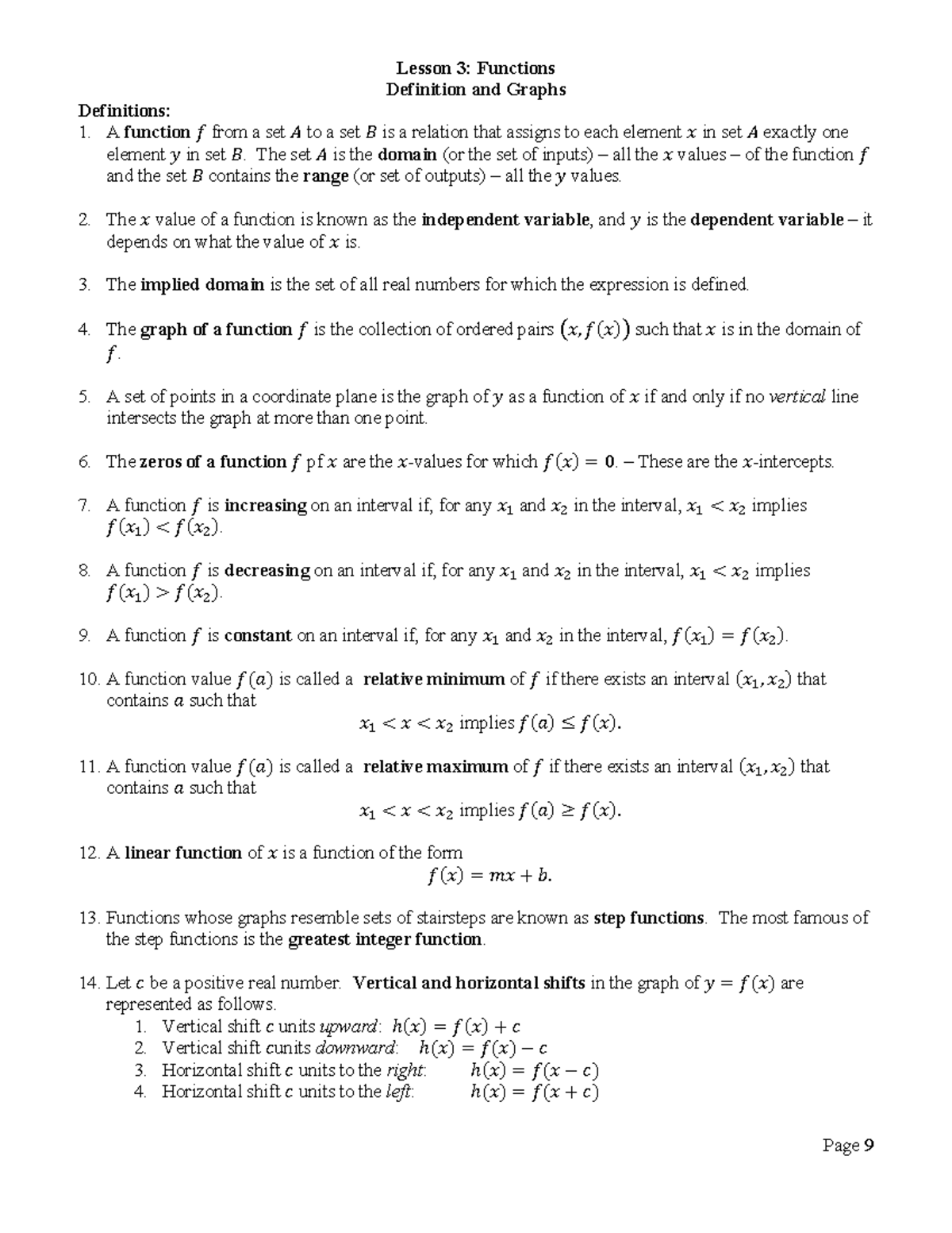 2371 L3C Fcns - The study material for business math 1 - Definition and ...