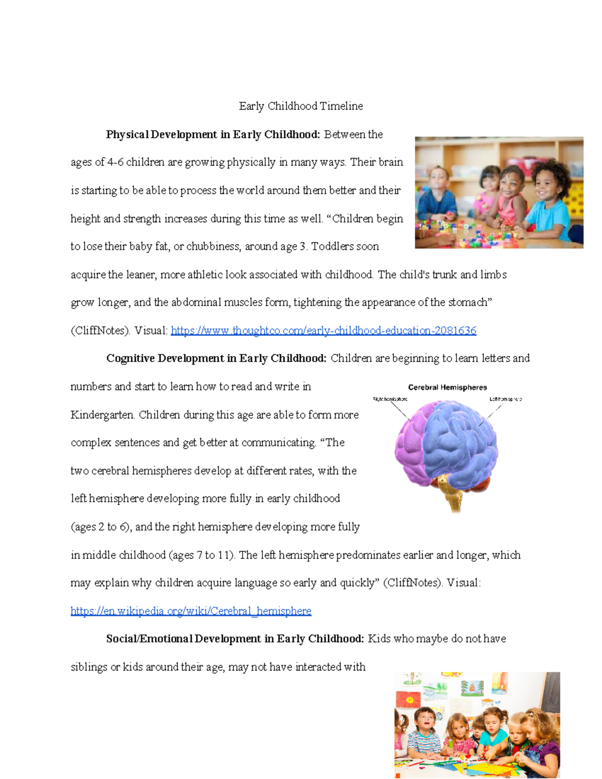 Early Childhood Timeline - Early Childhood Timeline Physical ...