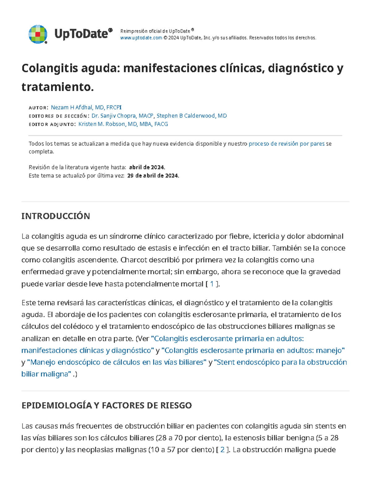 Colangitis aguda manifestaciones clínicas, diagnóstico y tratamiento ...