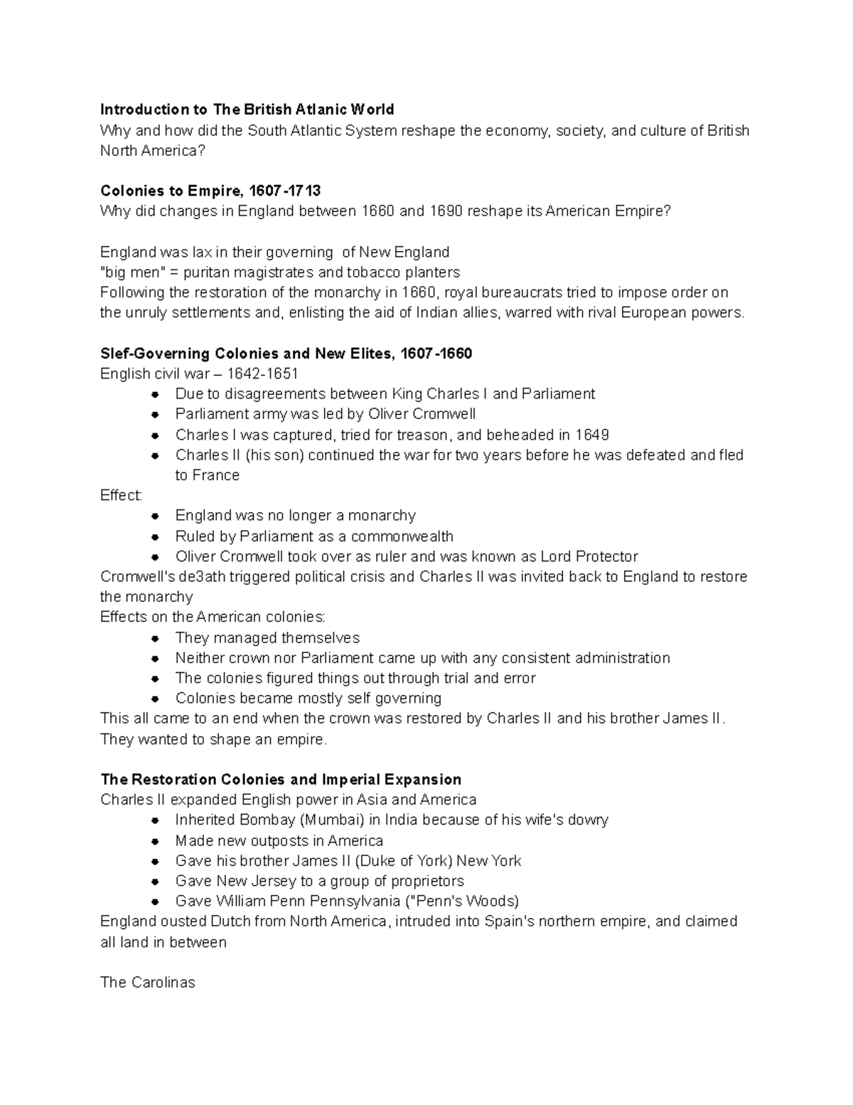 Chapter 3 part 1 - Introduction to The British Atlanic World Why and ...