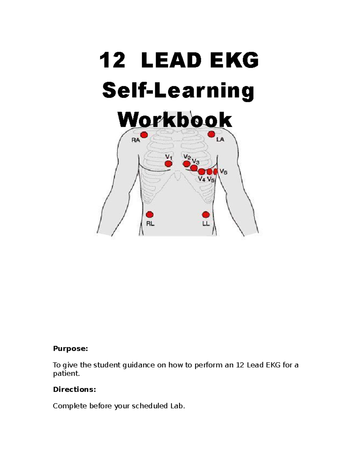 12 LEAD EKG SLP - EKG Study Packet - Purpose: To give the student ...