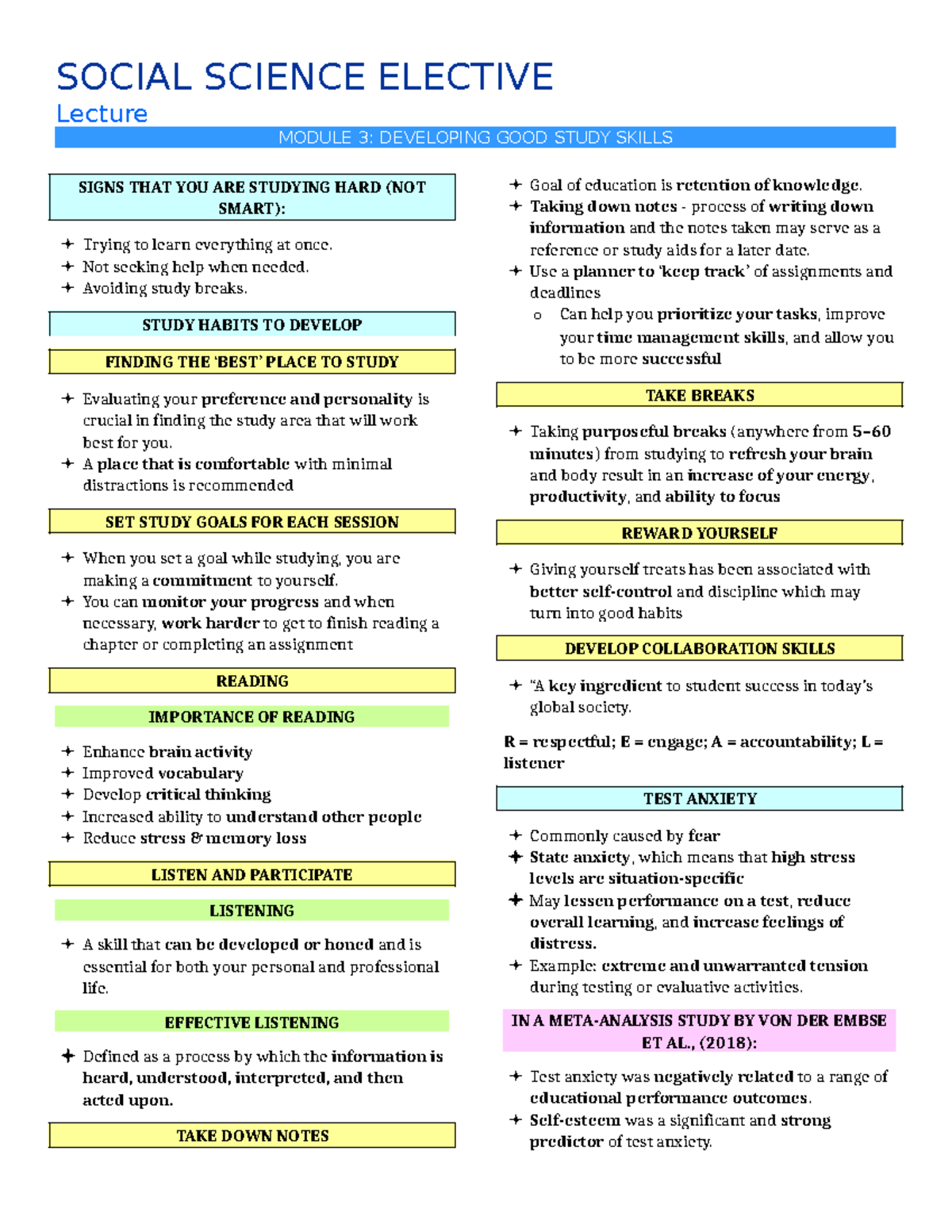 Module 3 - SOCIAL SCIENCE ELECTIVE Lecture MODULE 3: DEVELOPING GOOD ...
