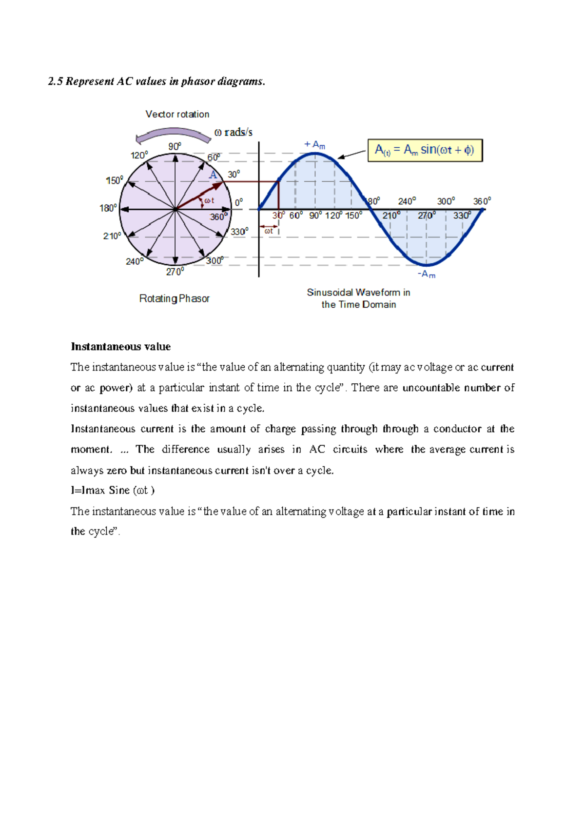 Basic Electrical Part 8- AC Theory 2.5 and 2 - 2 Represent AC values in phasor diagrams. - Studocu