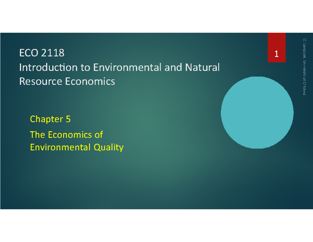 Chp5 (Quiz 6) - Lecture notes 5 - ECO 2118 1 Introduction to ...
