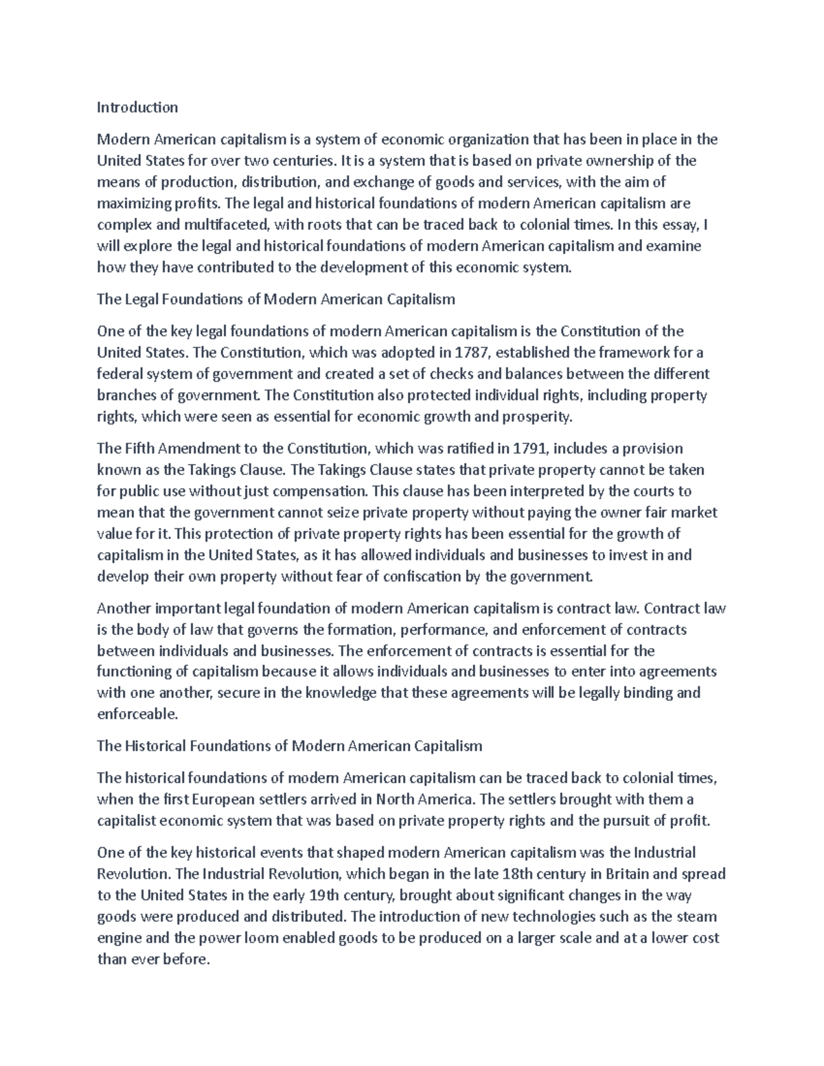 The Legal and Historical Foundations of Modern American Capitalism ...