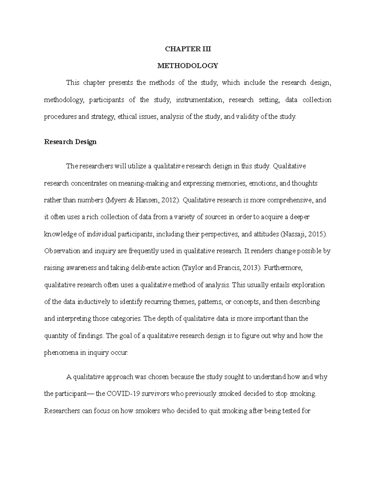 Chapter-III - chapter 3 - CHAPTER III METHODOLOGY This chapter presents ...