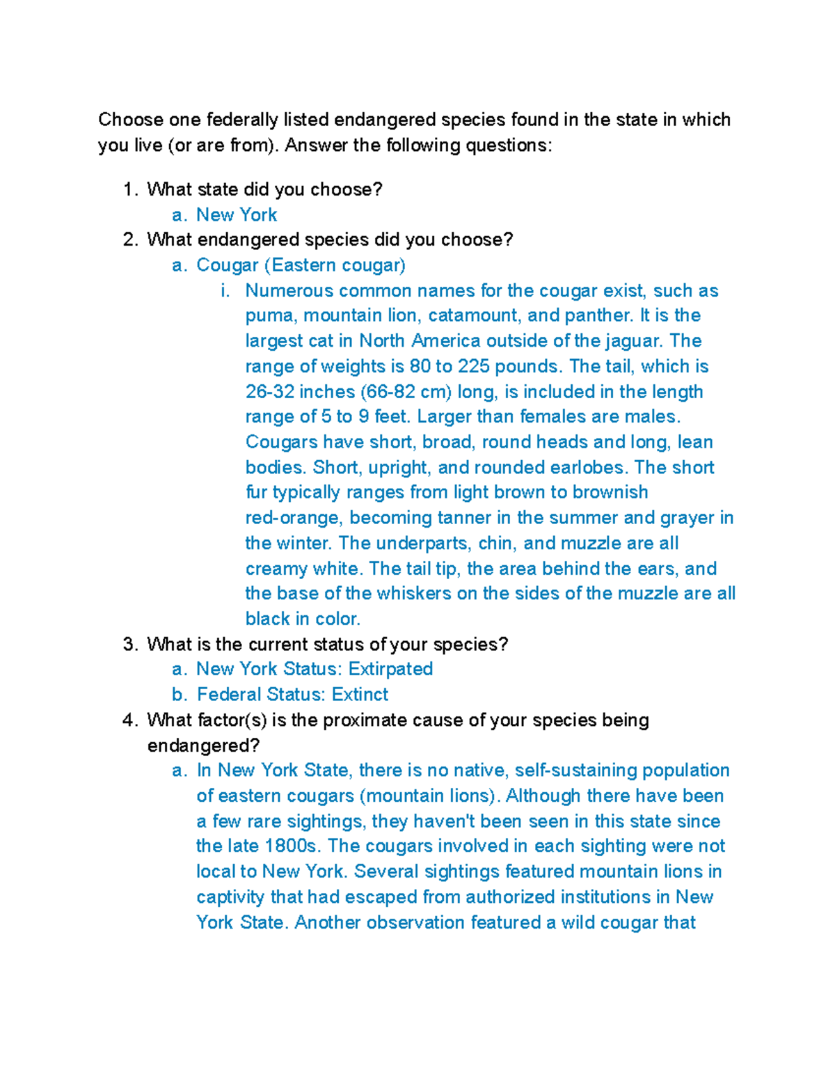 BIOL 115 Dis 7 - Google Docs - Choose one federally listed endangered ...