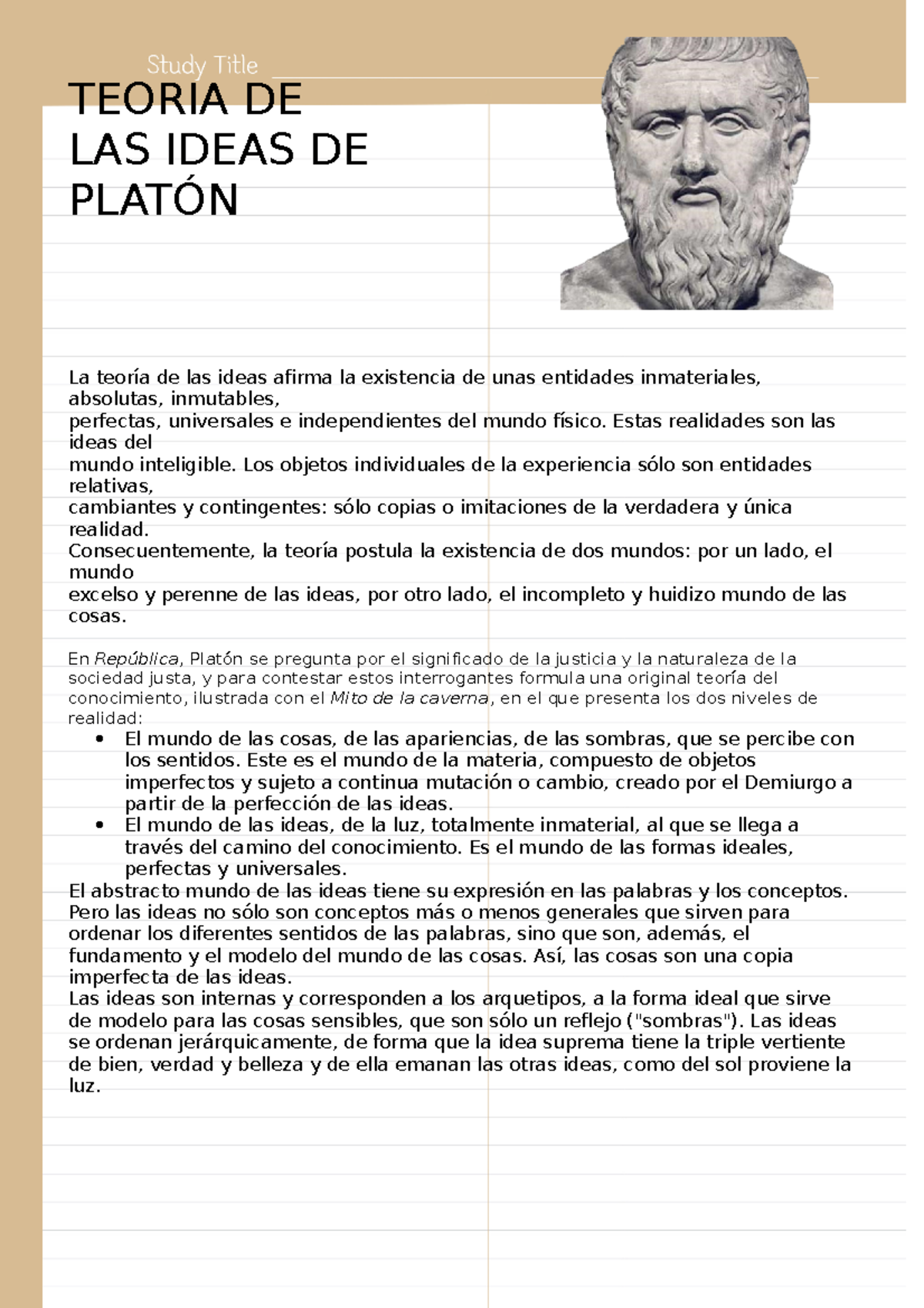 Teoria de las ideas de platon - TEORIA DE LAS IDEAS DE PLATÓN La teoría ...