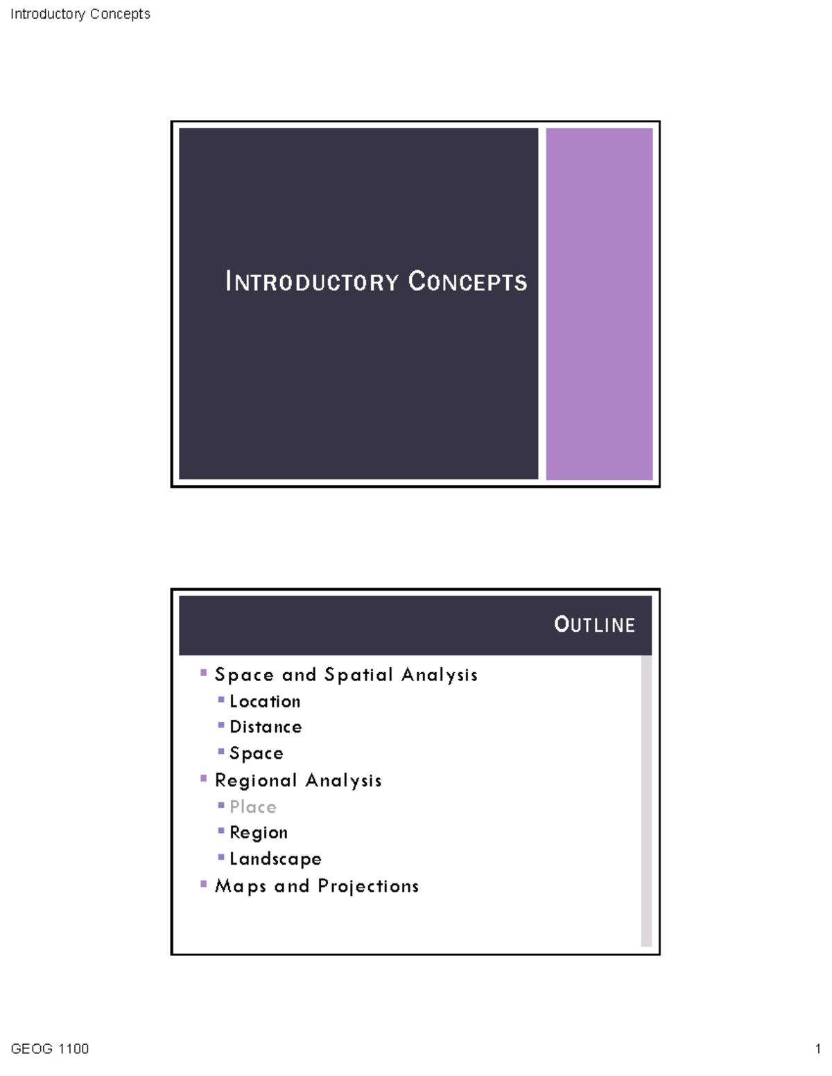 2 - Introductory Concepts - INTRODUCTORY CONCEPTS Space and Spatial ...