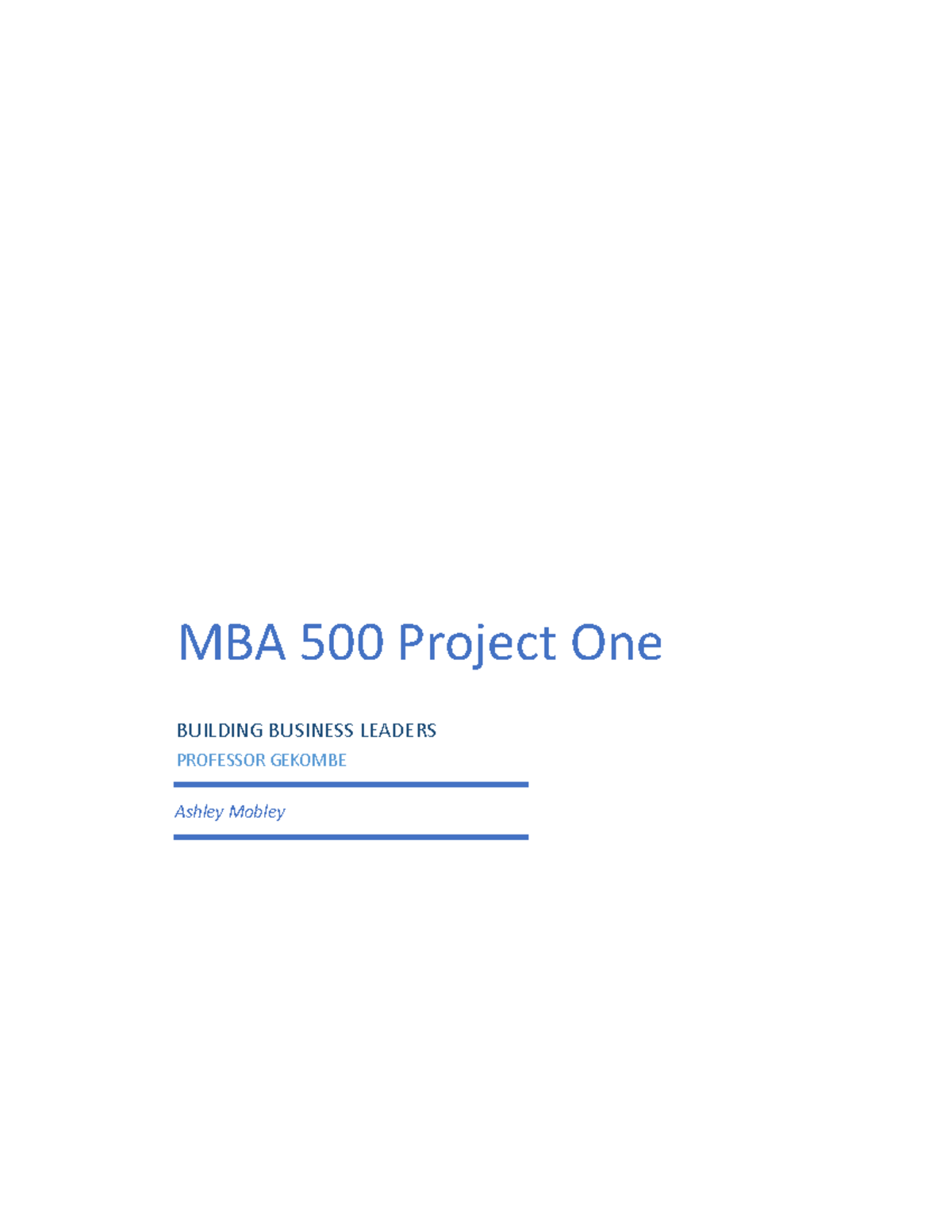 KPI Strategy Memo project one - Ashley Mobley MBA 500 Project One ...