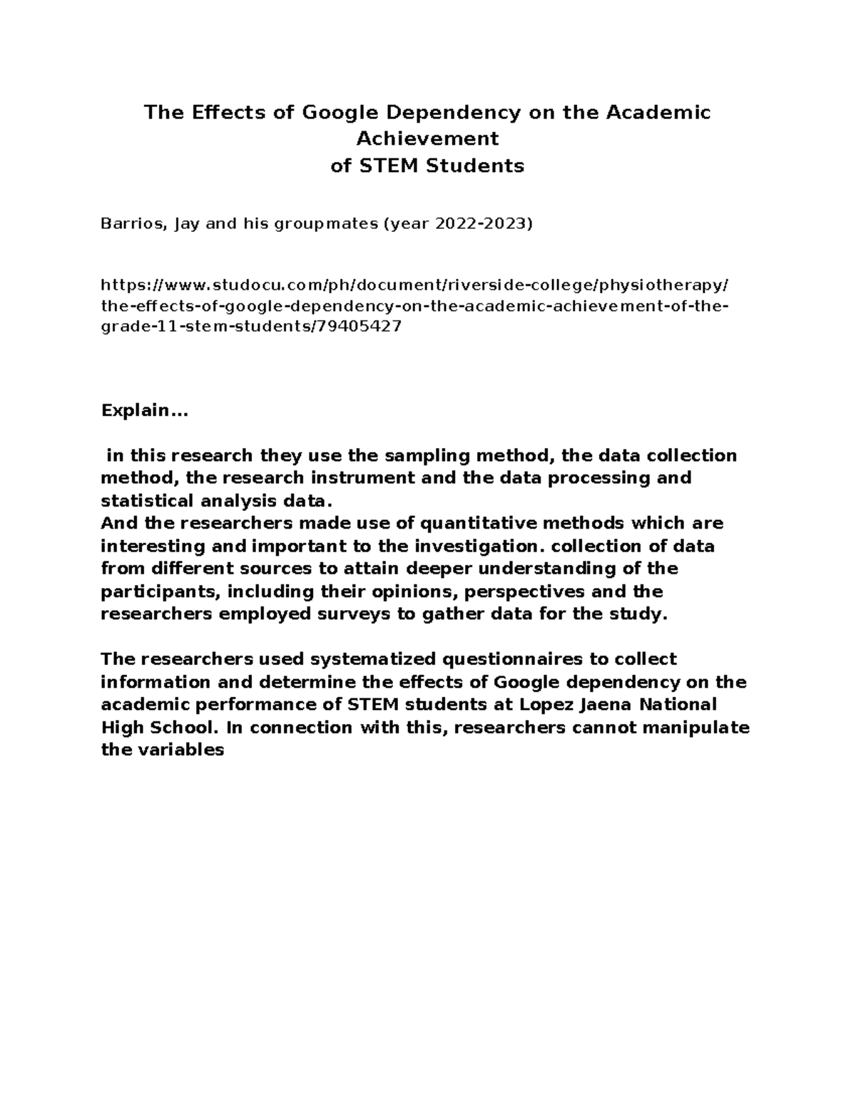 The Effects of Google Dependency on the Academic Achievement of STEM ...