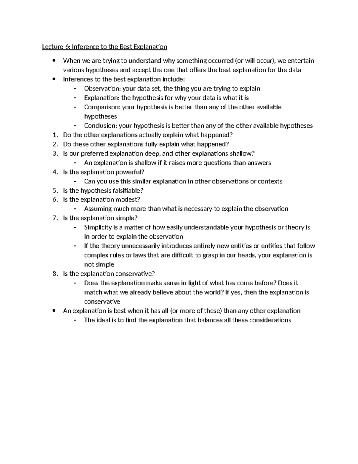 Intro To Logic Notes Lecture 6 Inference To The Best Explanation When We Are Trying To