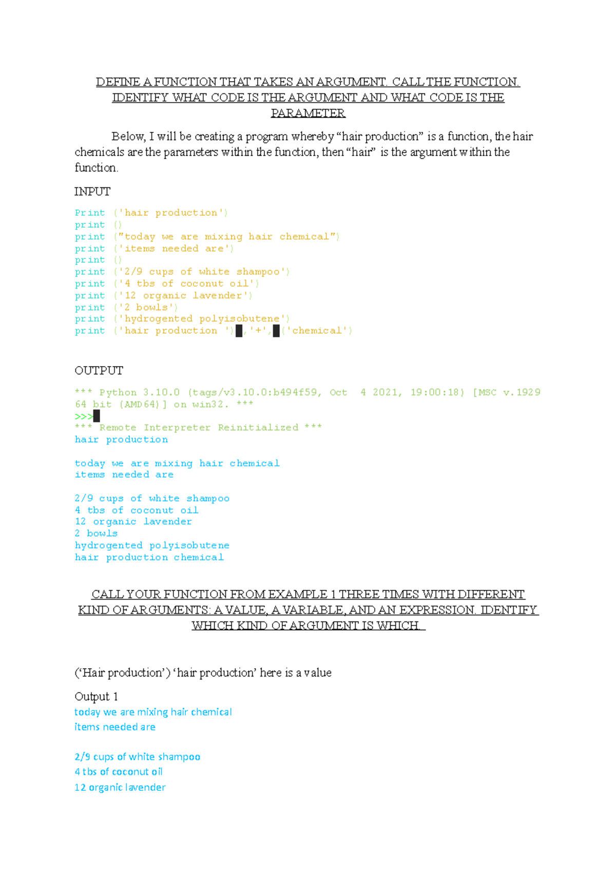 Discussion unit 2/ open class discussion - DEFINE A FUNCTION THAT TAKES ...