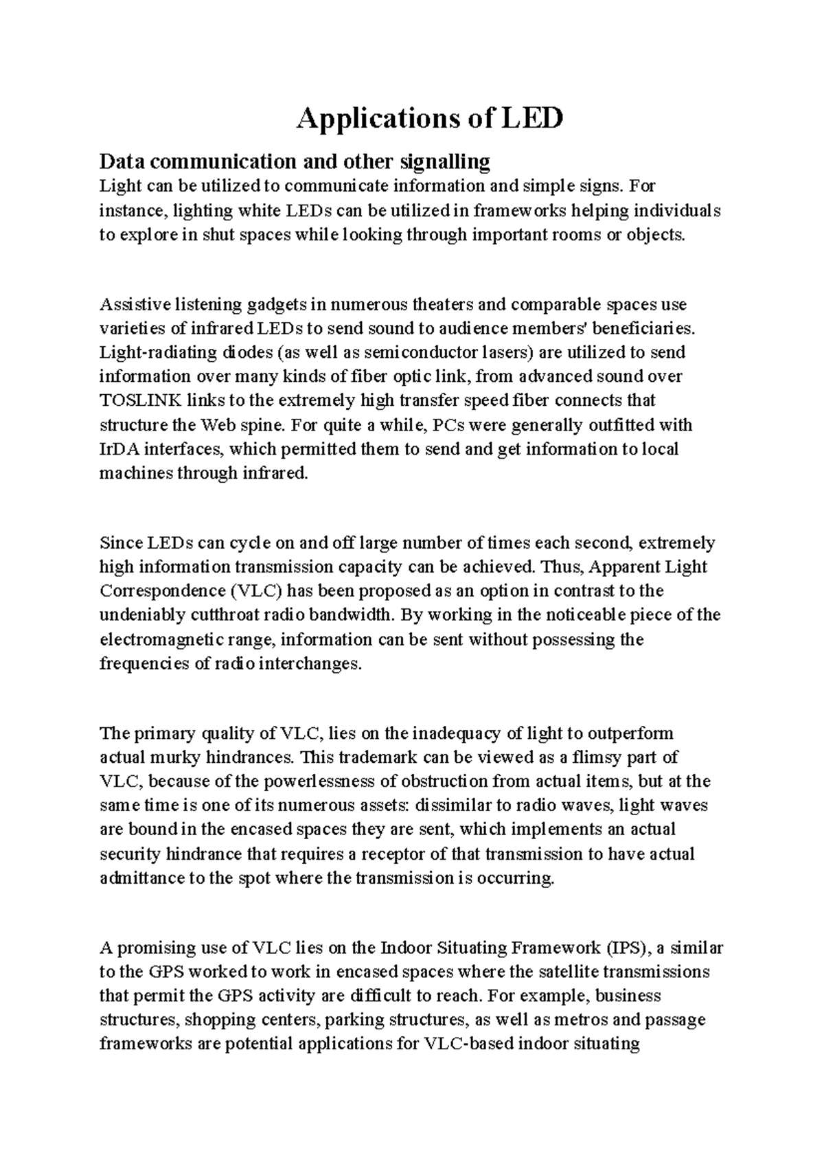 Applications of LED1 - Ifah - Applications of LED Data communication ...