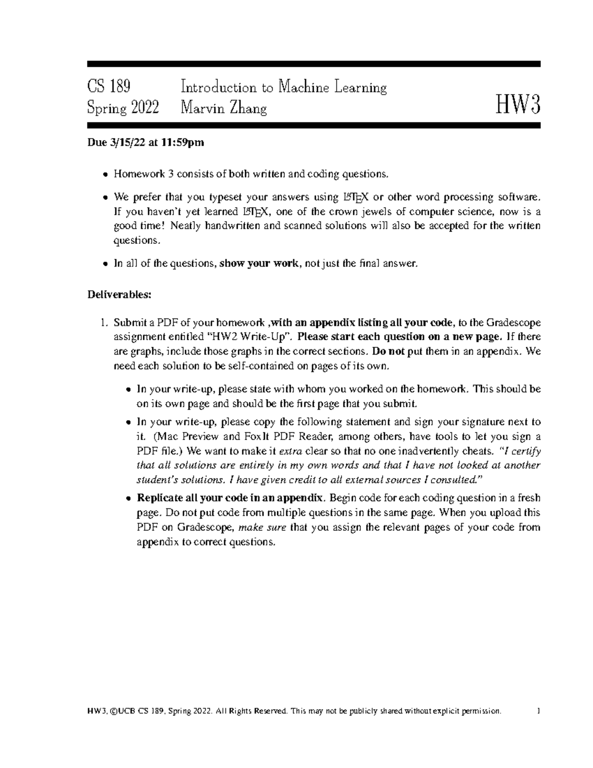Homework 3 - CS189 (Blank) - CS189 - UCB - Studocu