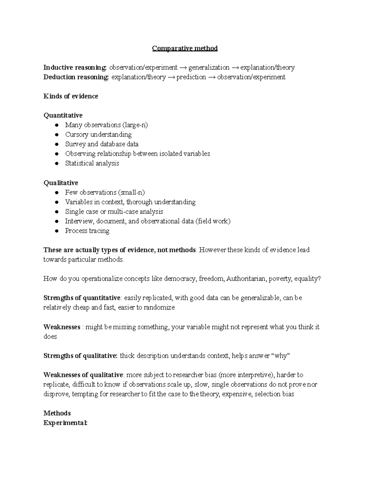Posc 105 - week 10 - Comparative method Inductive reasoning ...