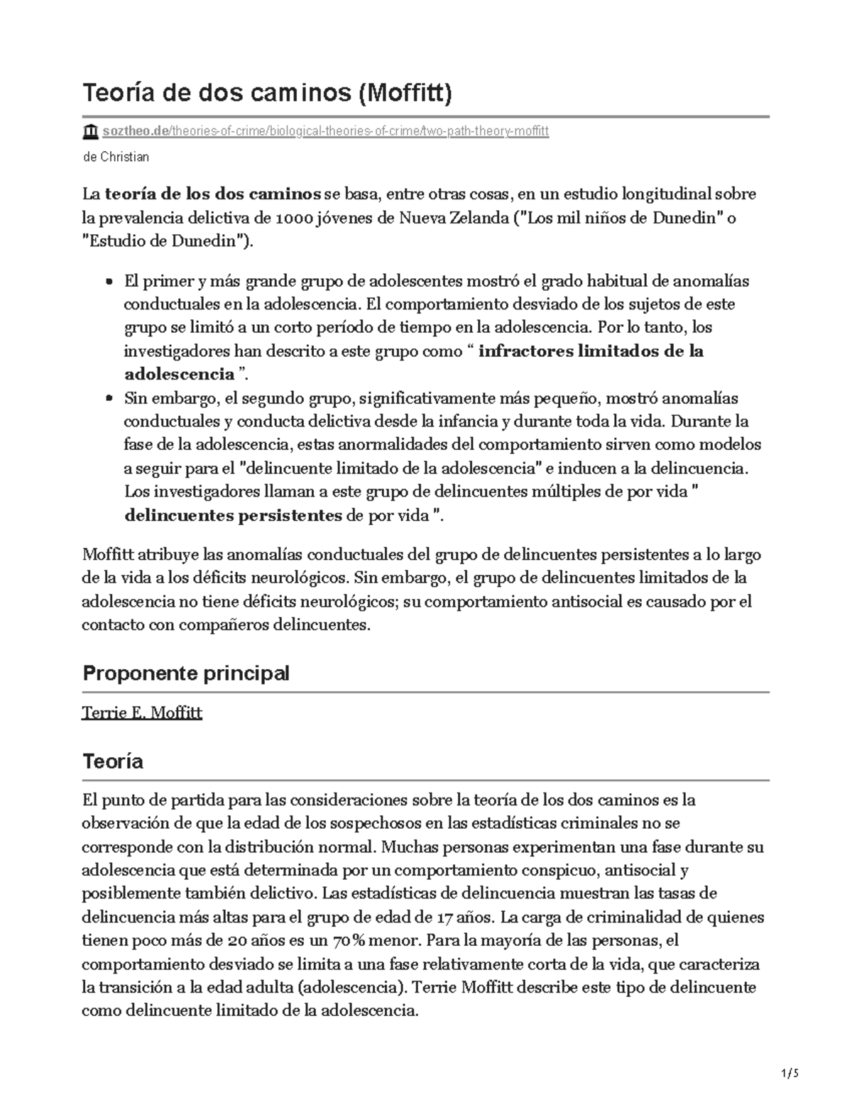 Soztheo.de-Teoría de dos caminos Moffitt - de Christian Teoría de dos ...