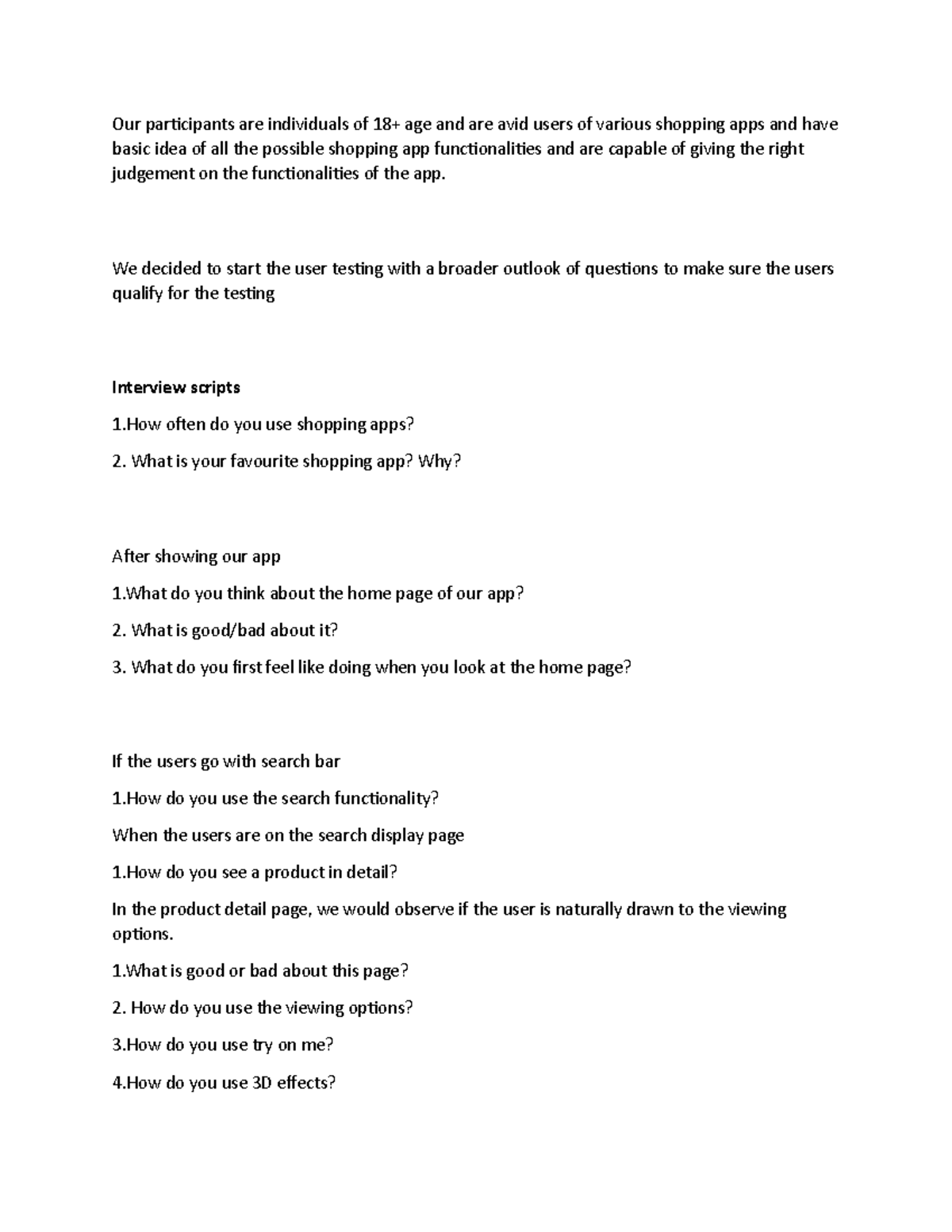 Test script - HCI Assignment Prototype evaluation - Our participants ...