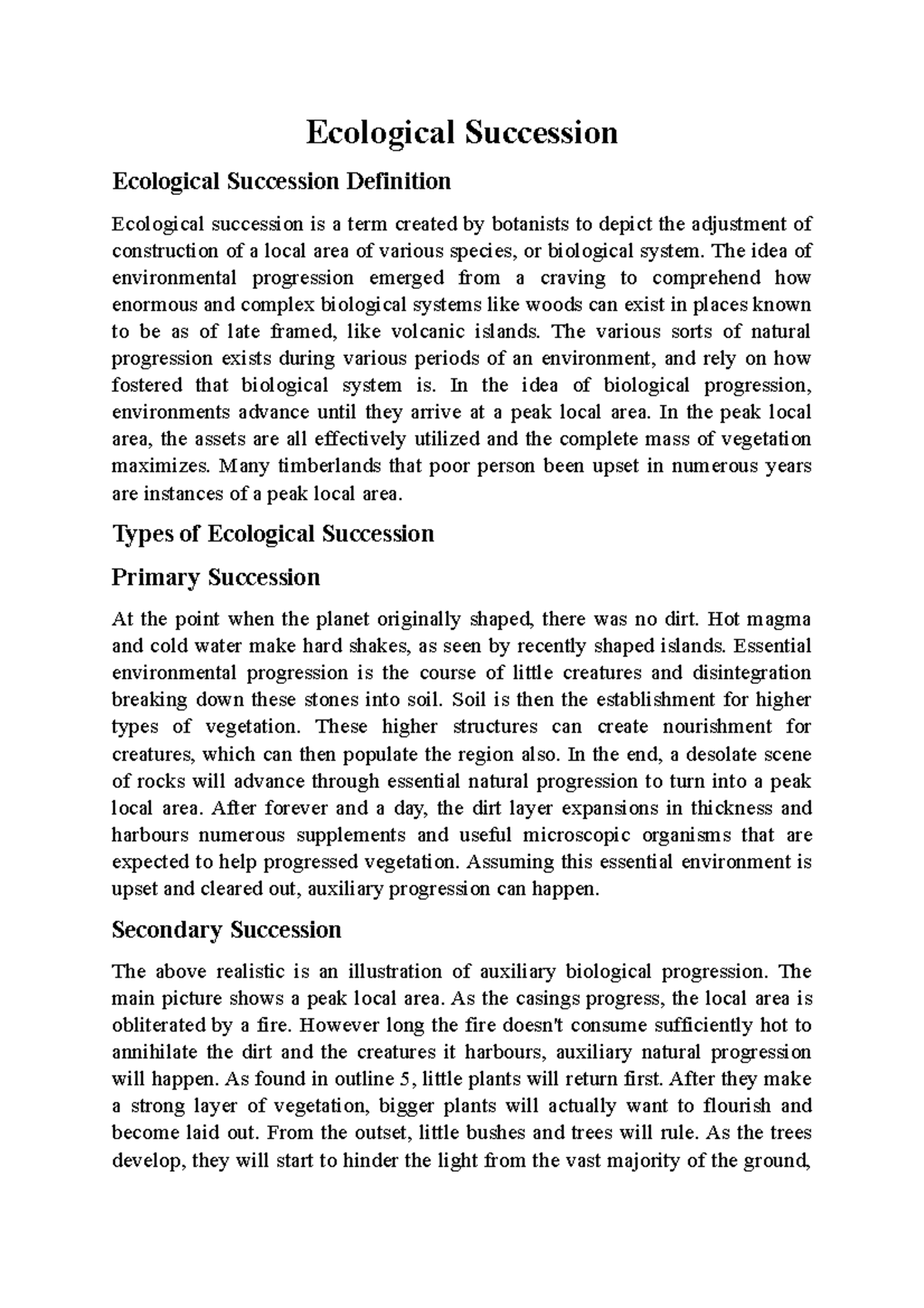 Ecological Succession - Ecological Succession Ecological Succession ...