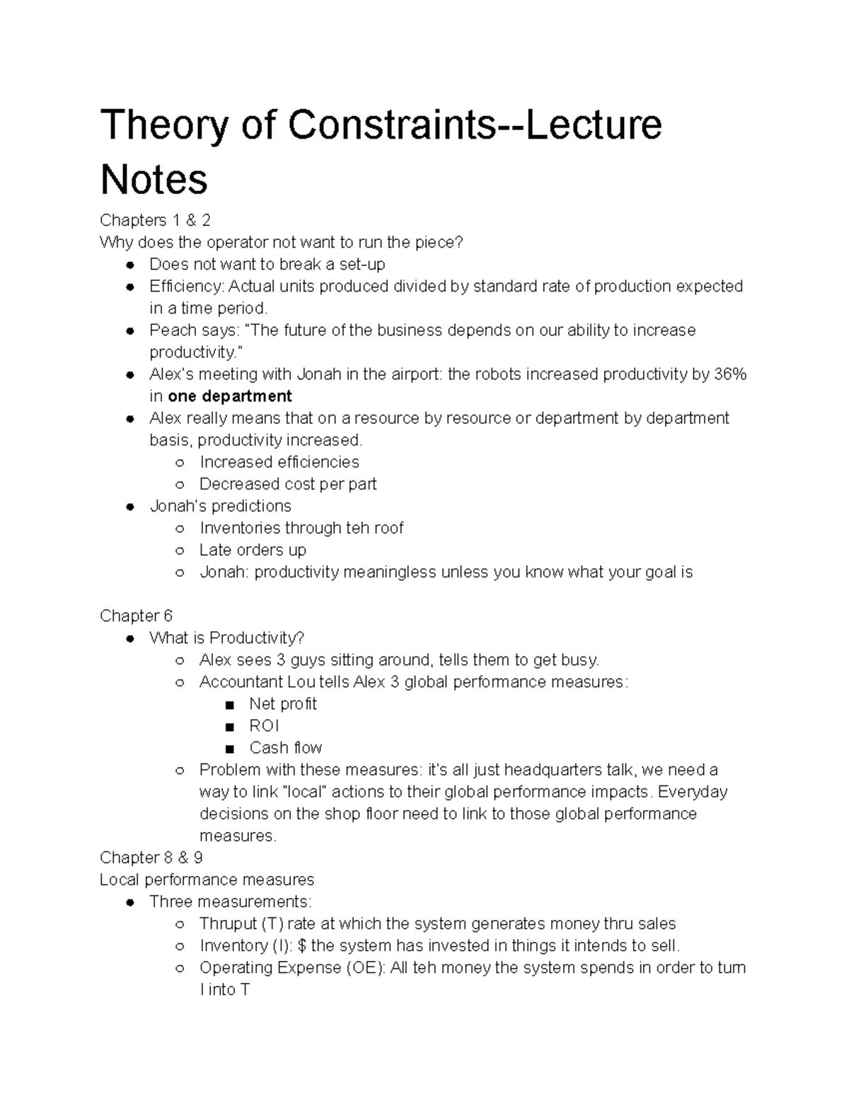 Learning Units 10-11 Theory of Constraints, Just in Time Inventory Mgmt ...