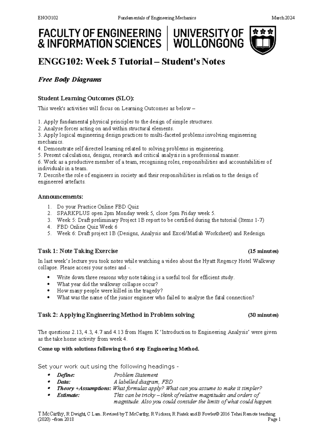 ENGG102 Students Notes - Week 5 2024 - ENGG102: Week 5 Tutorial ...