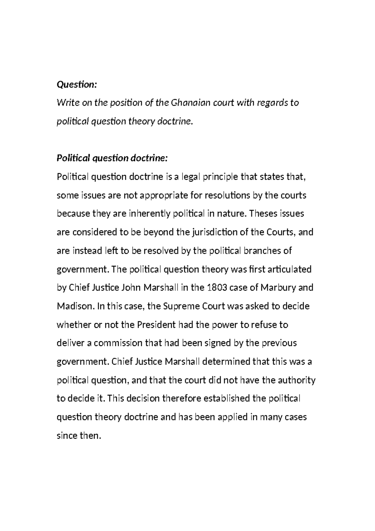 Political question theory - Political question doctrine: Political ...