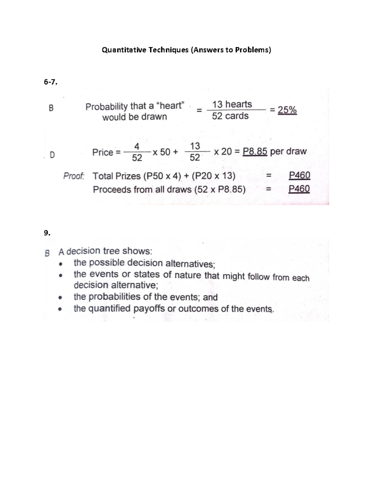 Quantitative Techniques (Solutions) - Bachelor of Science in Management ...