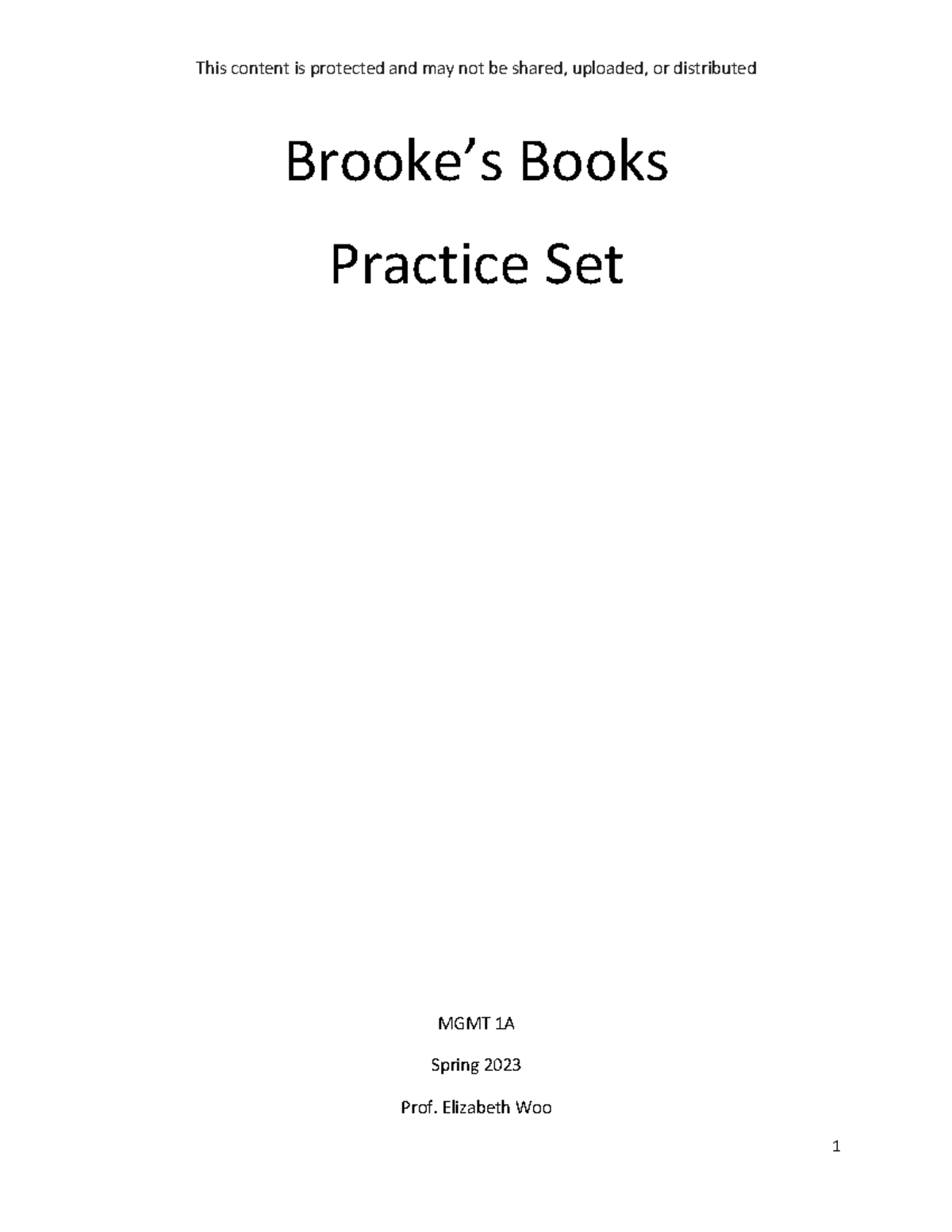 Practice Set - Brooke's Books - Spring 2023 - Practice Set - Brooke's ...