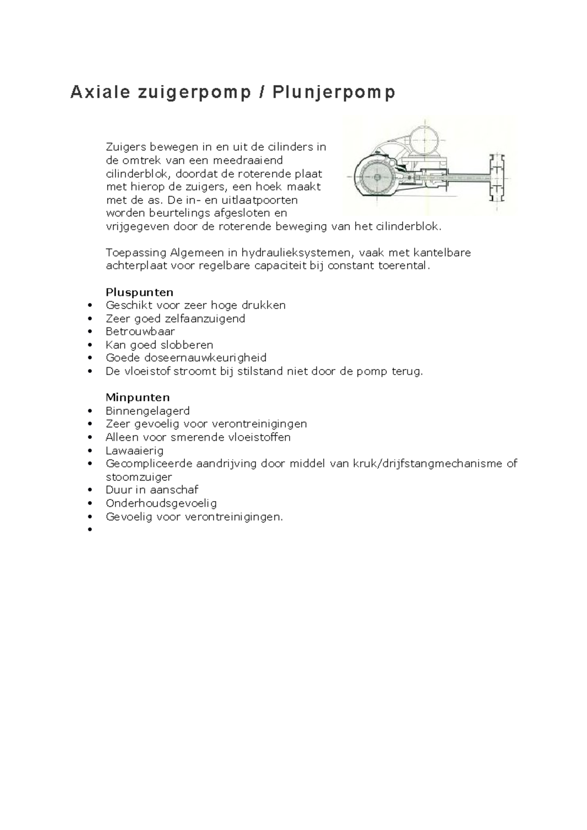 Hulpsystemen Zuigerpomp - Plunjerpomp - Vleugelpomp - Axiale zuigerpomp ...