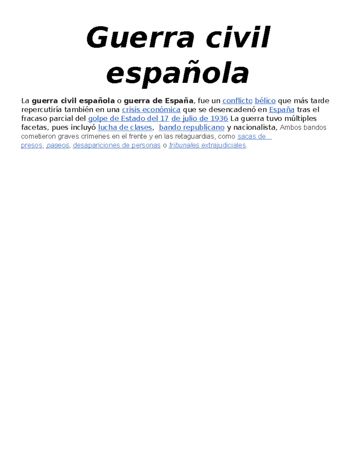 Guerra civil española - Studocu