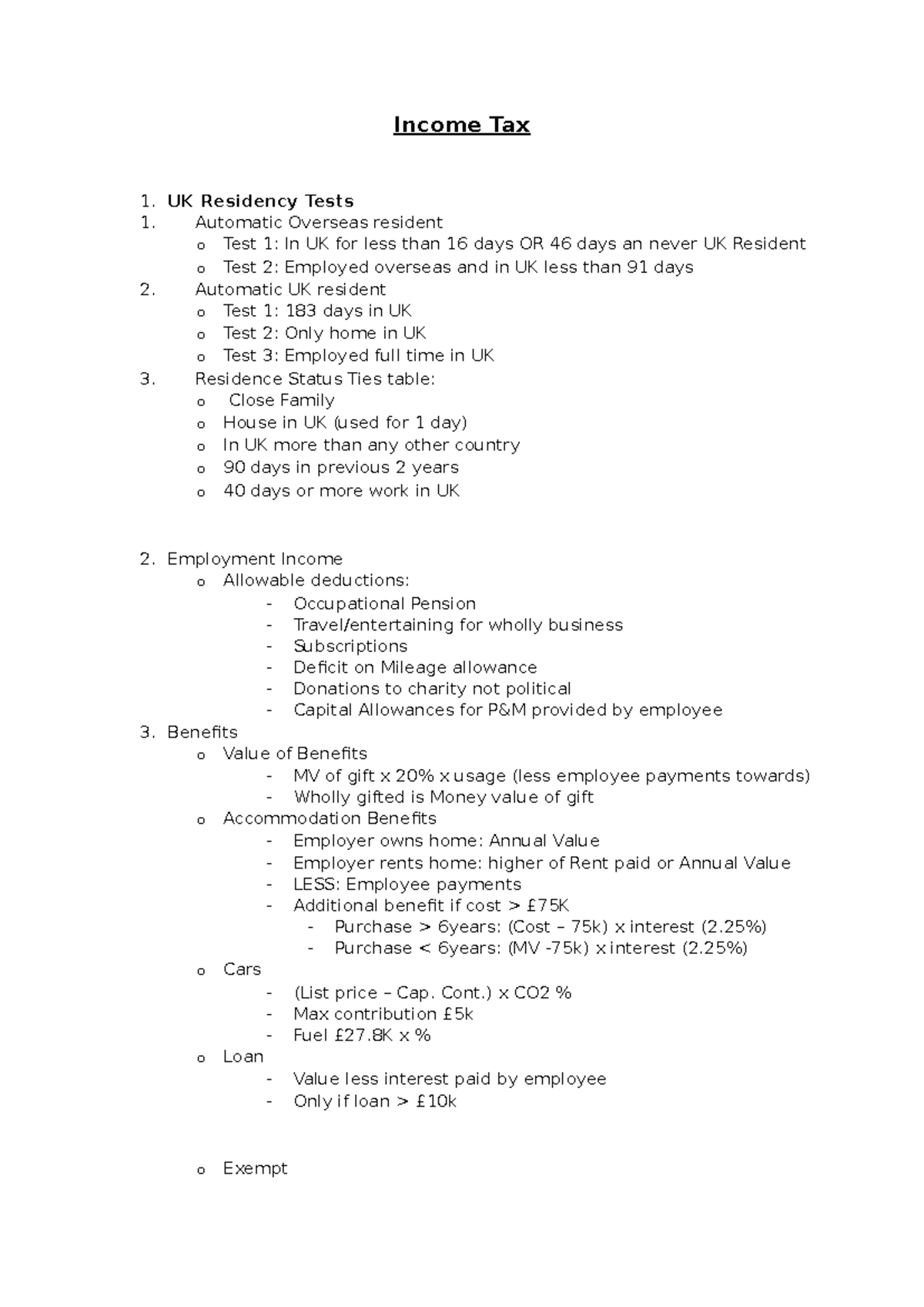 1. Income Tax - Notes - Income Tax UK Residency Tests Automatic ...
