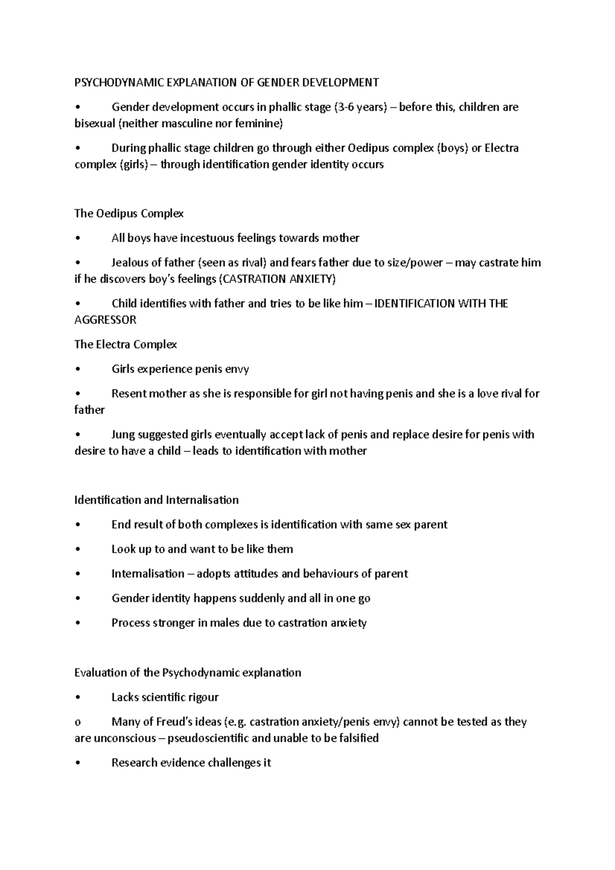 Psychodynamic Explanation OF Gender Development - DD102 - OU - Studocu